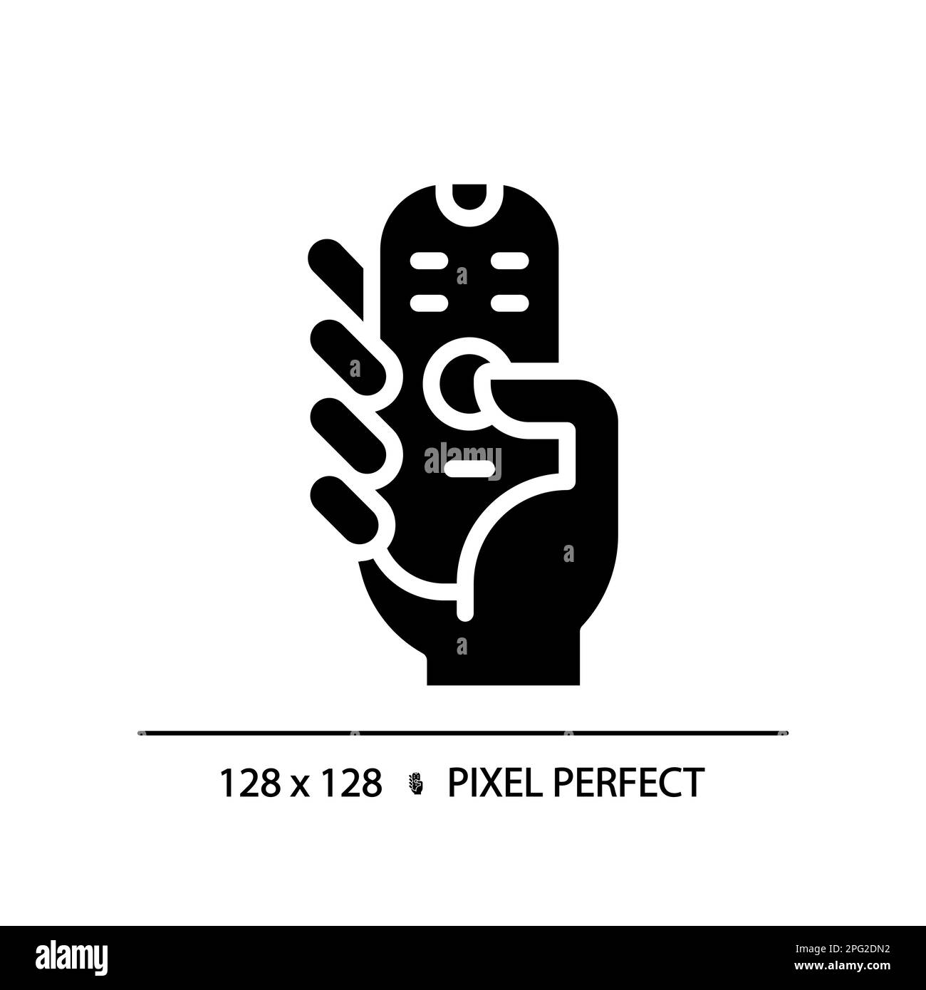 Hand with remote control pixel perfect black glyph icon Stock Vector ...