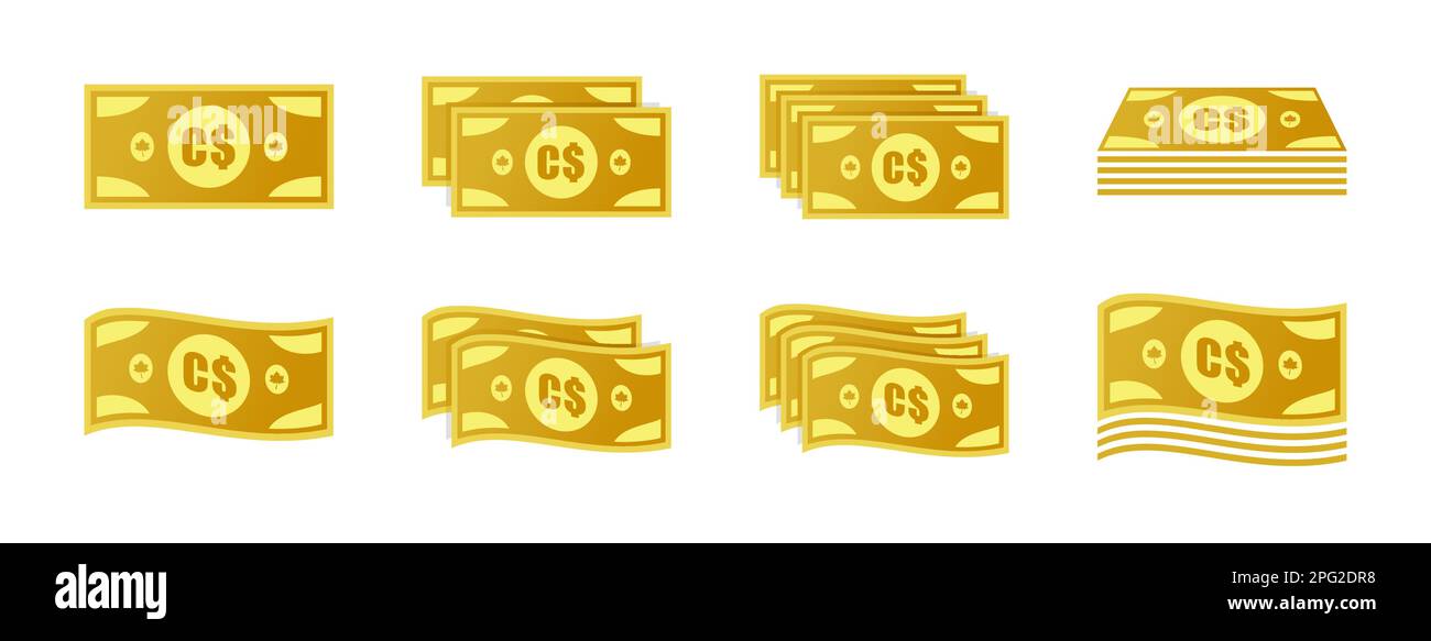 Canadian Dollar Banknote Icon Set Stock Vector Image & Art - Alamy
