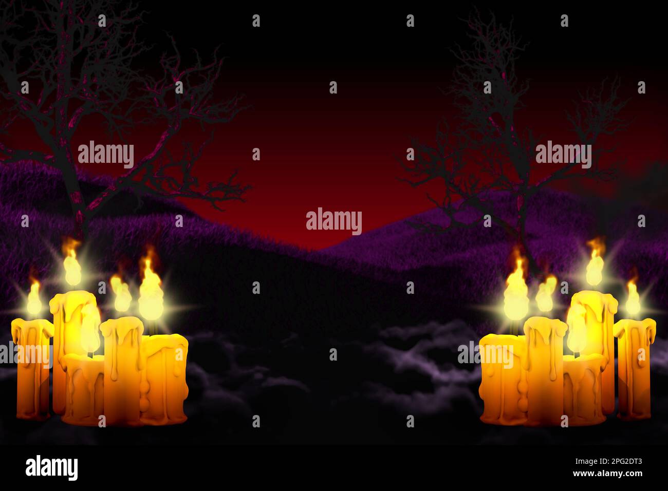 Halloween multi colored cute dark backdrop - set of candles on left ...
