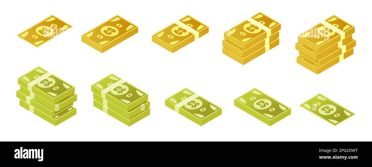 Canadian Dollar Banknote Isometric Icon Set Stock Vector Image & Art ...