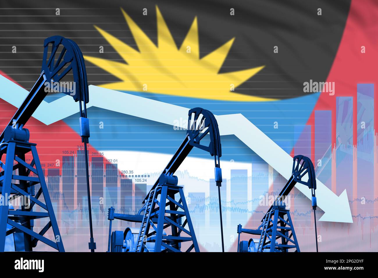 Antigua and Barbuda oil industry concept, industrial illustration ...
