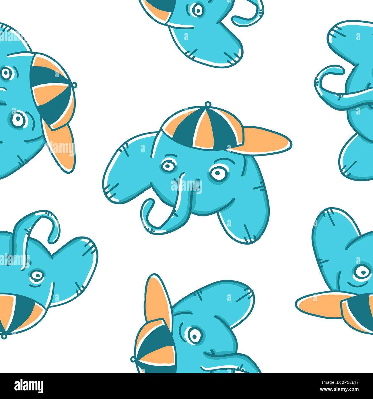 Elephants seamless pattern. Vector illustration in cartoon flat style ...