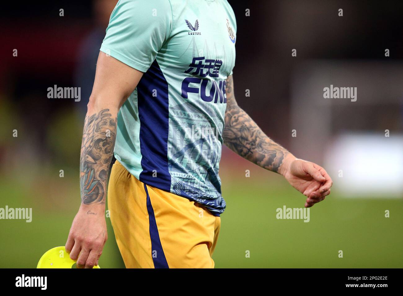 Detail of the tattoos of Newcastle United's Kieran Trippier during the ...