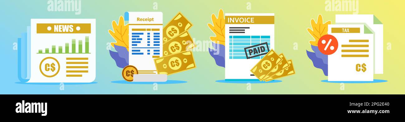 Canadian Dollar Receipt and Documents Illustration Stock Vector Image ...