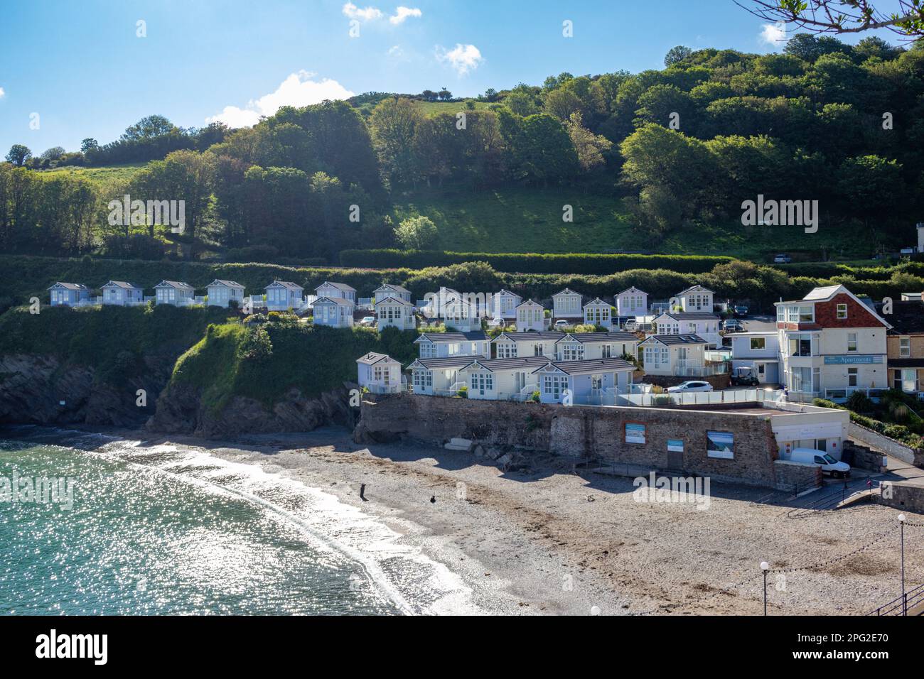 Chalets by the beach at Hele Bay, Ilfracombe, North Devon, UK Stock Photo - Alamy