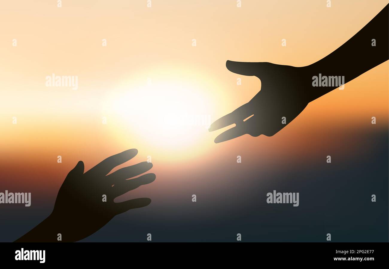 Silhouette of hands reaching out to help Stock Vector Image & Art - Alamy