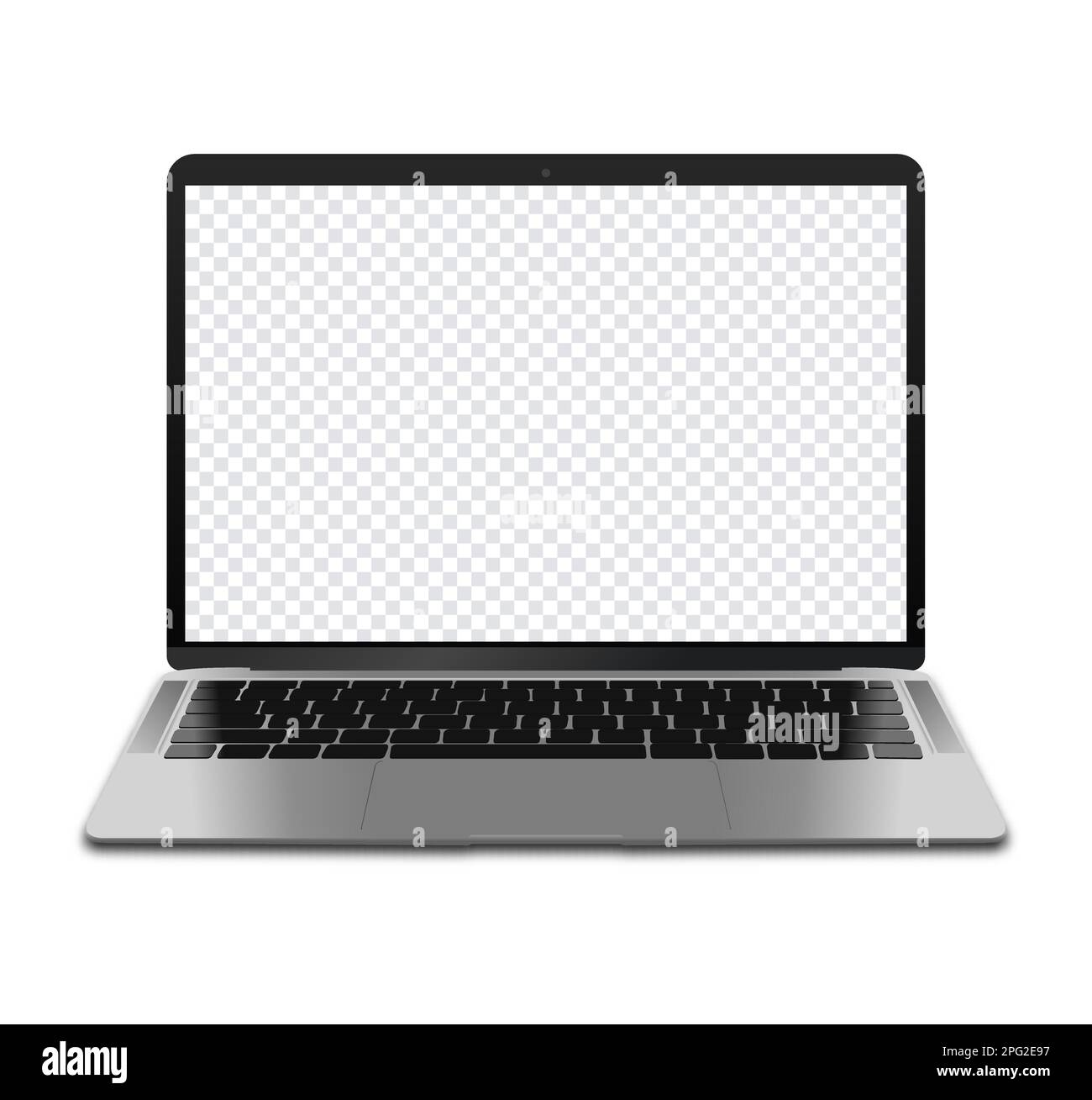 Isolated laptop with transparent screen mockup. Vector illustration of ...