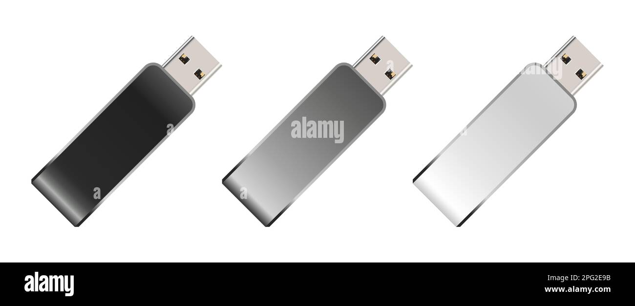 USB flash drive in vector on white background. Mockup. Set Stock Vector ...