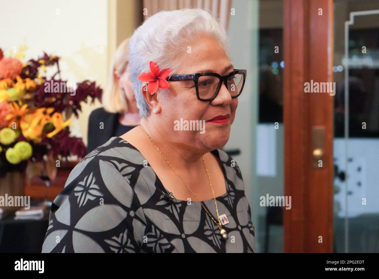 Samoan Prime Minister Fiamē Naomi Mata'afa is seen after addressing the ...