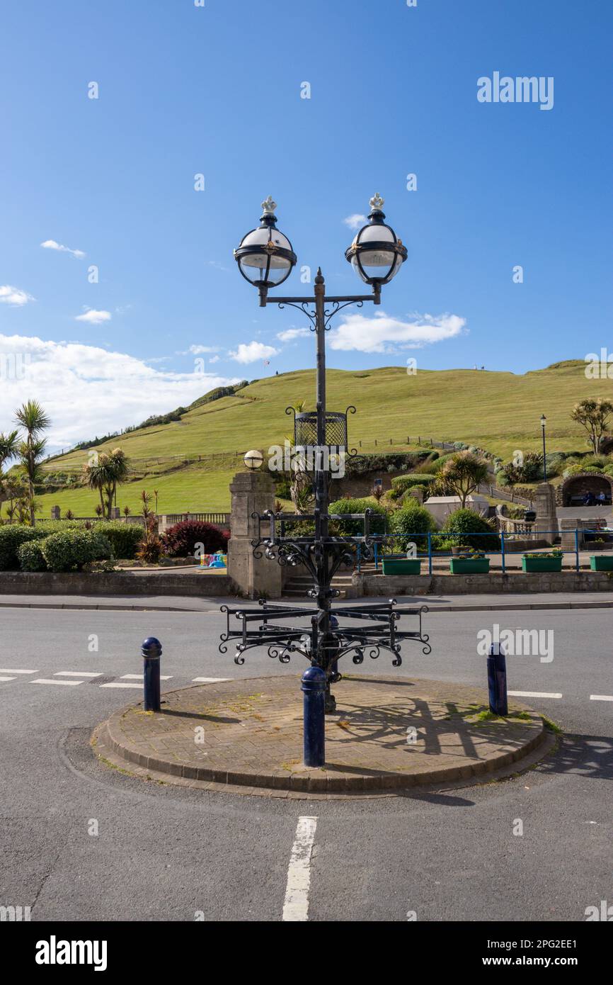 Ornate street lamp on the seafront in Ilfracombe, North Devon, UK Stock ...