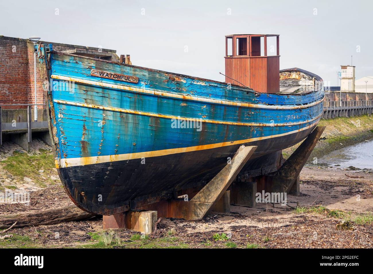 Disused fishing boat used as a monument to the now redundant fishing ...
