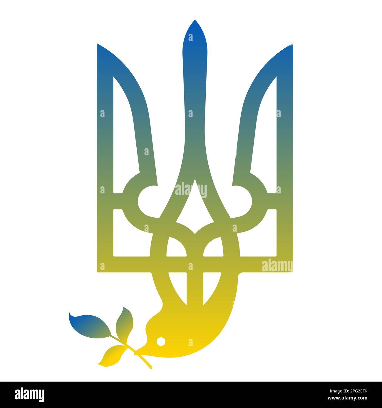 Tryzub with dove of peace. Coat of arms of Ukraine in the shield ...
