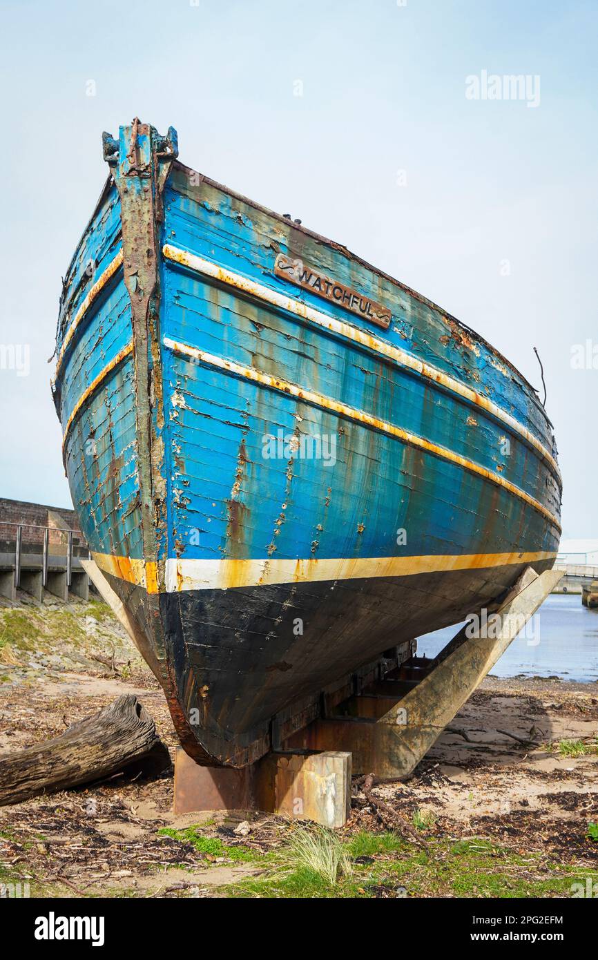 Disused fishing boat used as a monument to the now redundant fishing ...