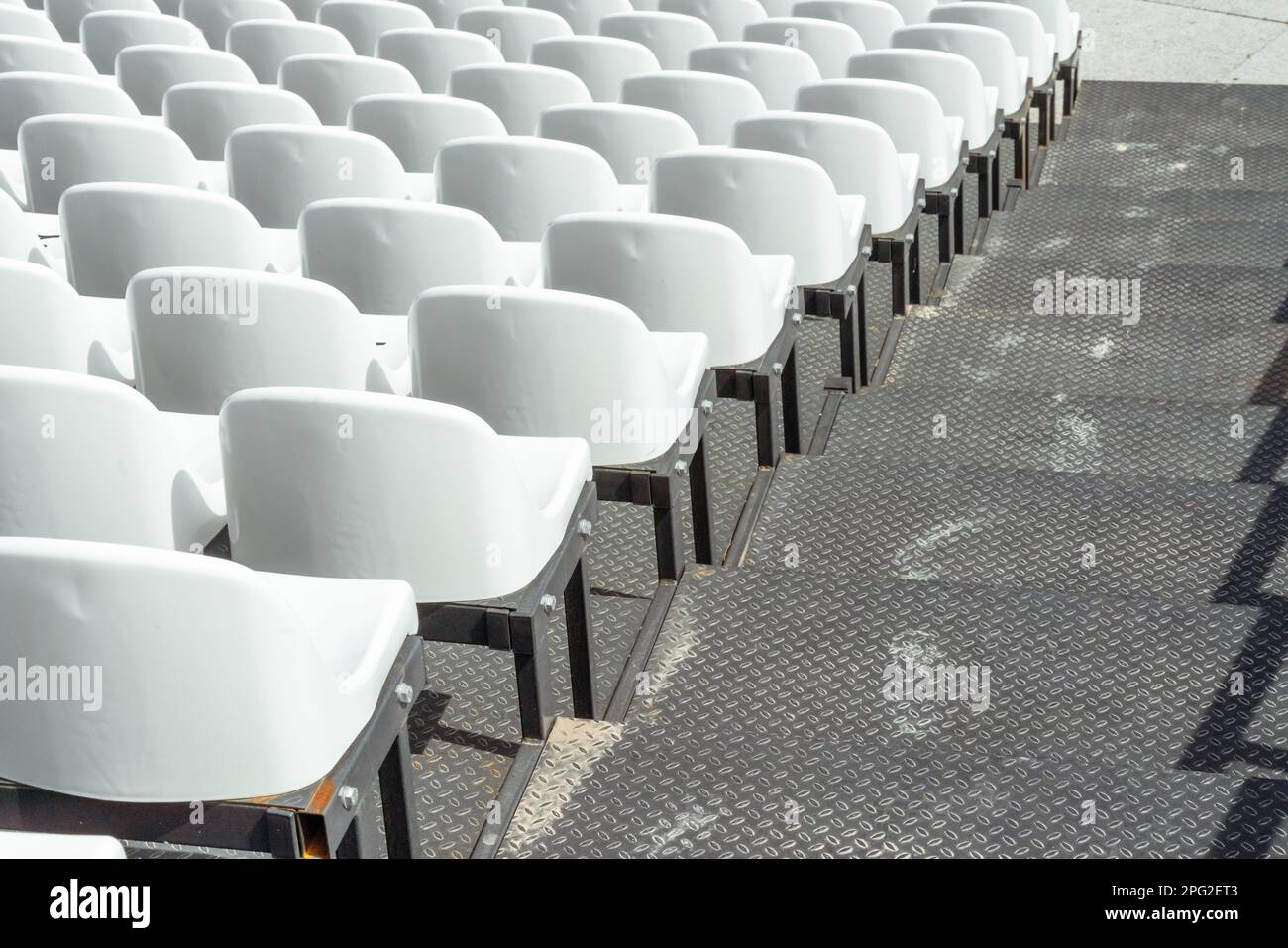 Seats of tribune on sport stadium. Concept of fans, chairs for audience ...