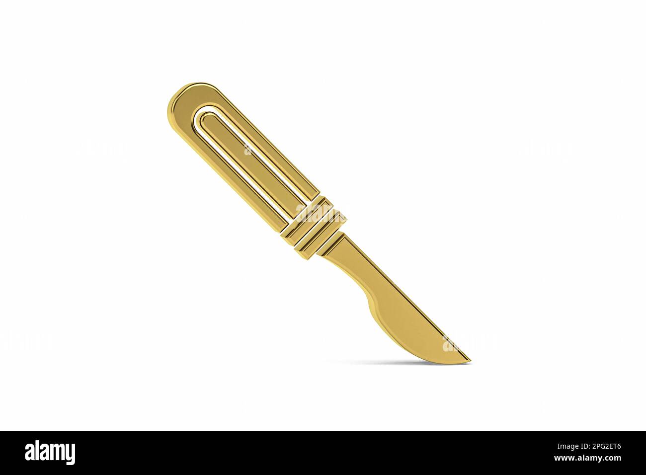 Golden 3d scalpel icon isolated on white background - 3D render Stock ...