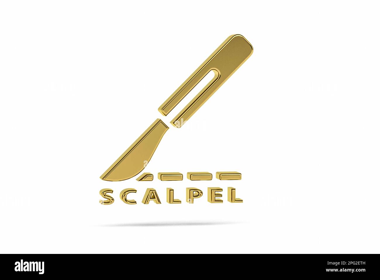 Golden 3d scalpel icon isolated on white background - 3D render Stock ...