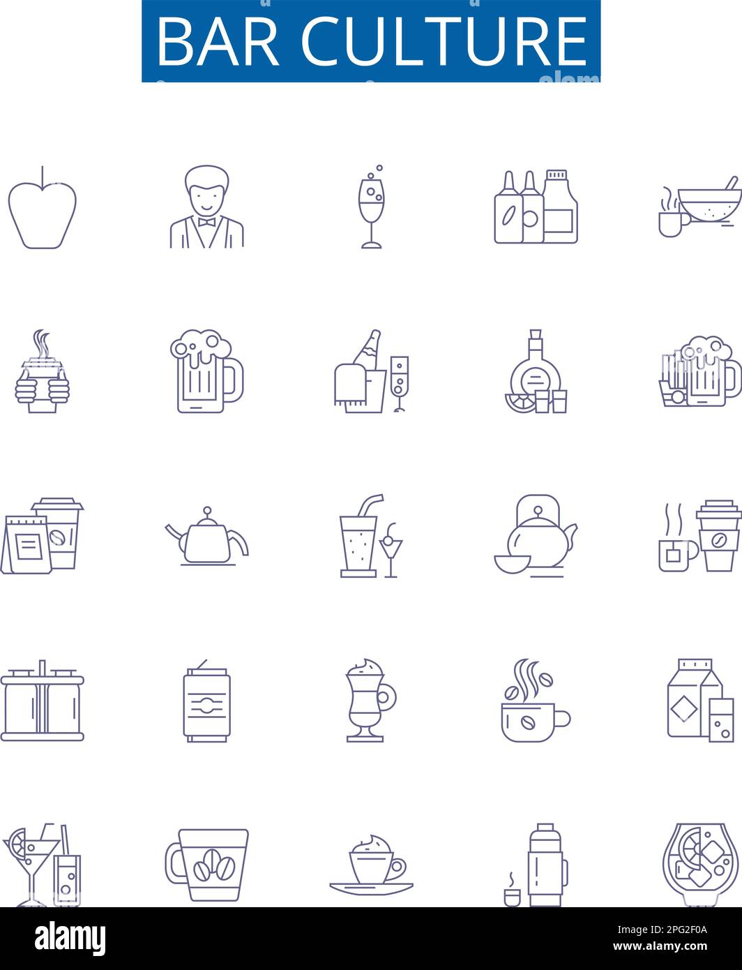 Bar culture line icons signs set. Design collection of Bar, Culture, Alcohol, Drinks, Music ...