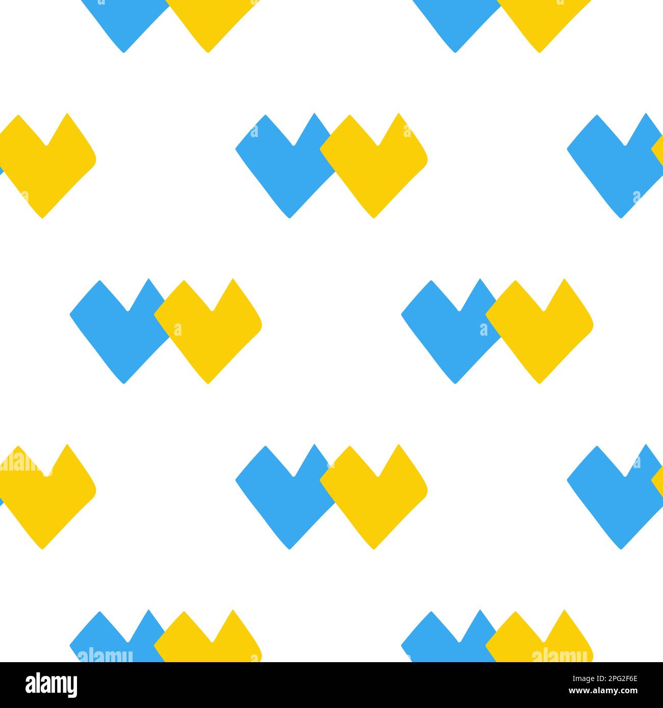 Seamless pattern with shape hearts Ukraine national blue and yellow ...