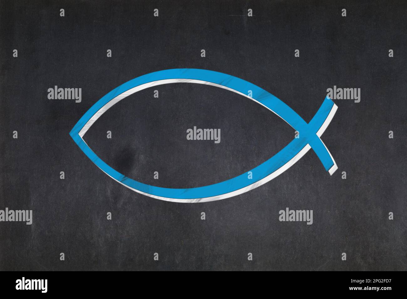 Blackboard with the Ichthys (also known as the "sign of the fish" or ...