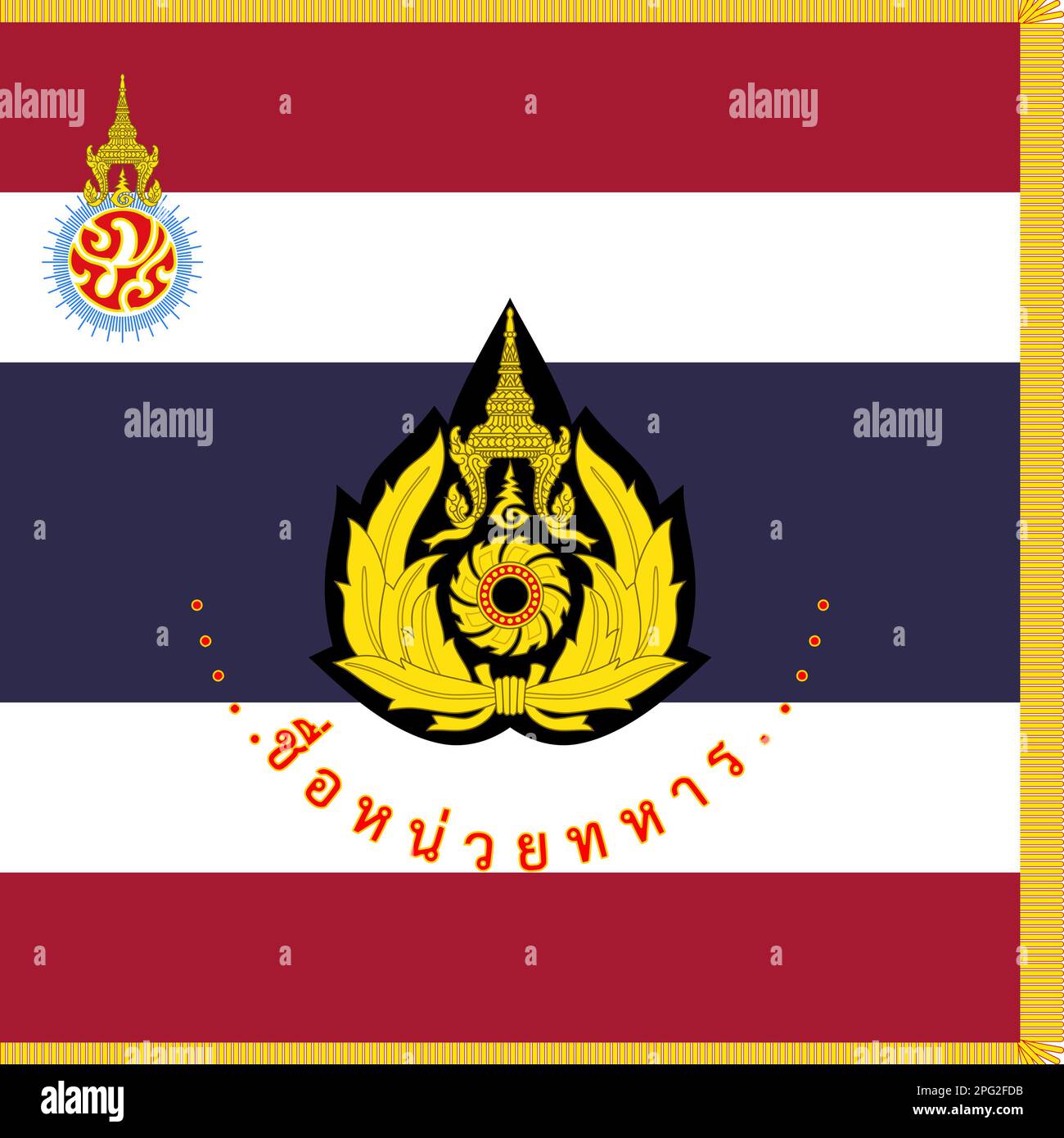 Top view of flag Royal Thai Army Unit Colour Thailand. Thai travel and ...