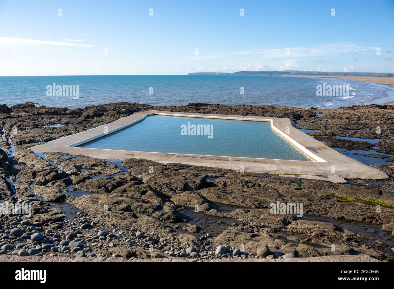 The Rock Pool at Westward Ho!, North Devon, UK Stock Photo - Alamy