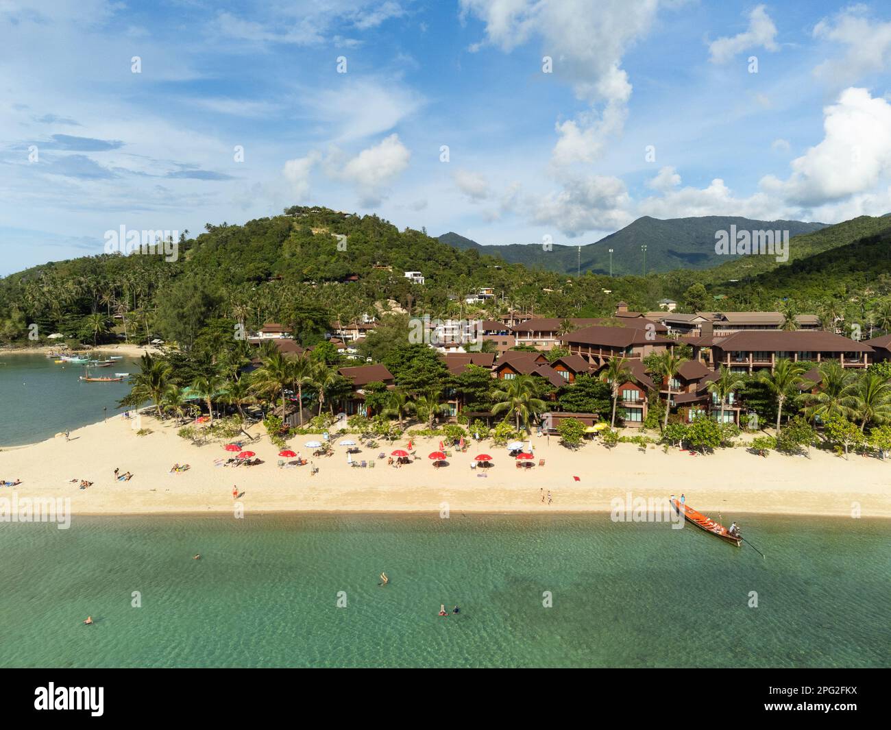 Ko Phangan, Thailand: Aerial view of the Mae Haad beach in Ko Pha Ngan ...