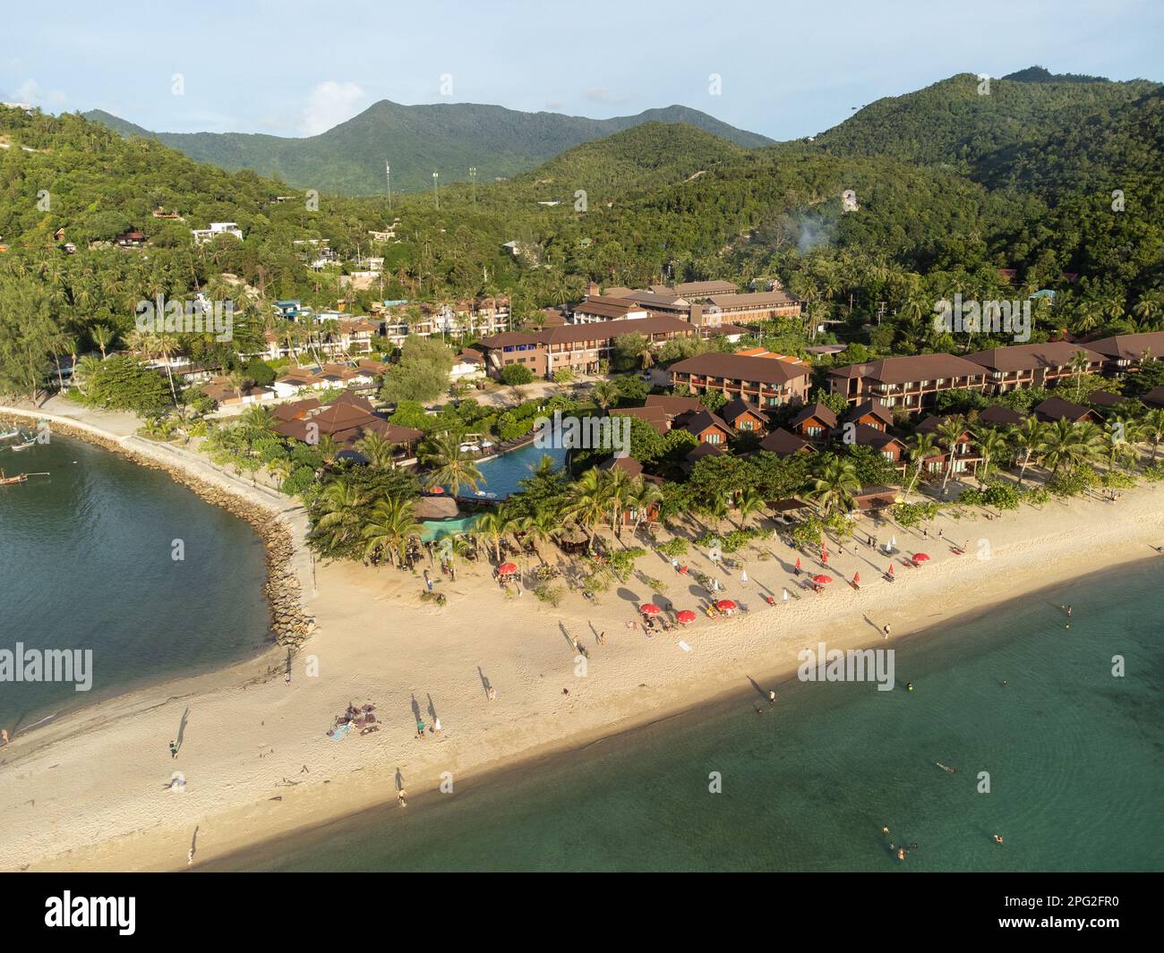 Ko Phangan, Thailand: Aerial view of the Mae Haad beach in Ko Pha Ngan ...
