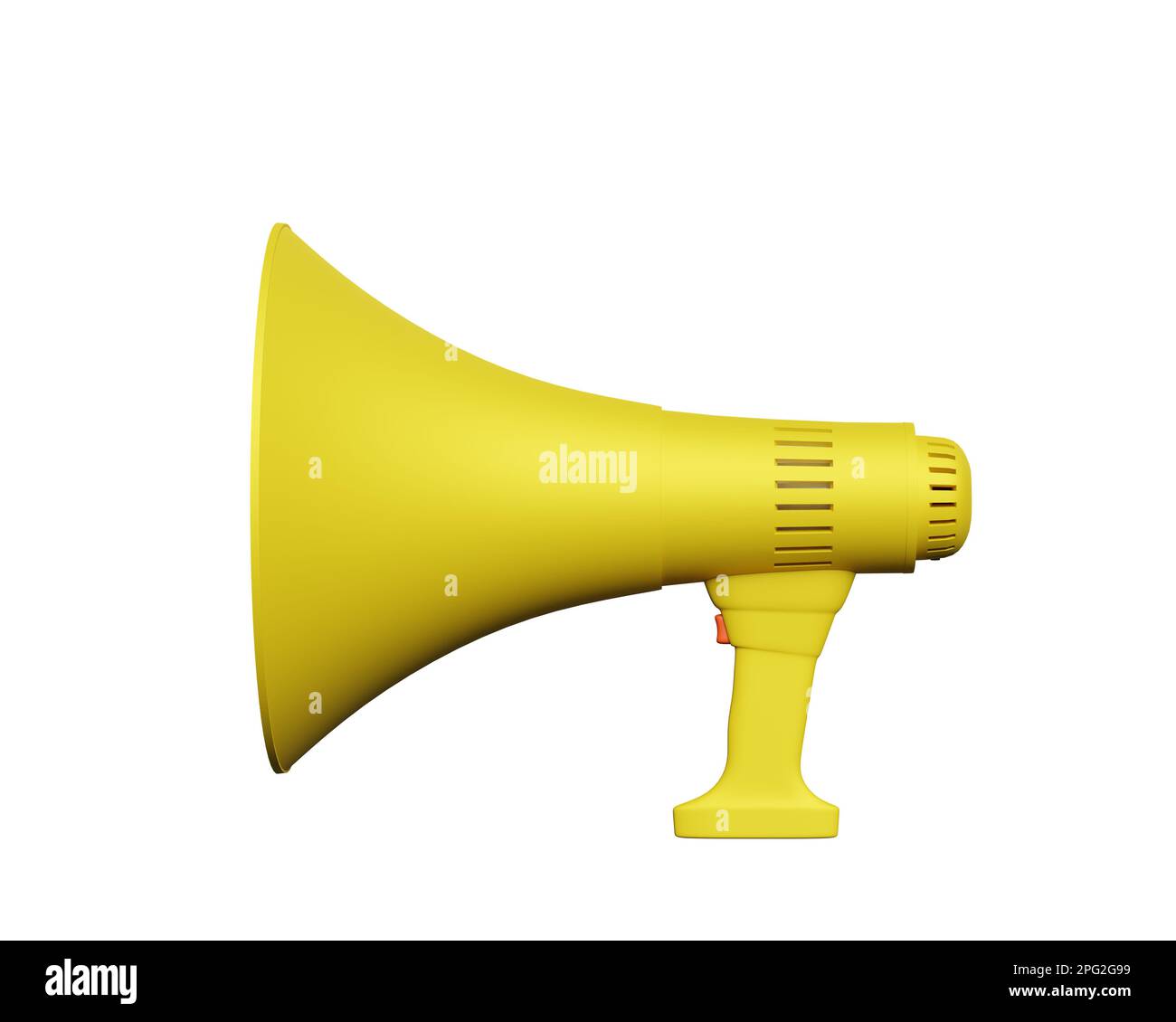 Yellow moutpiece megaphone in isolated background, 3d rendering. Public ...