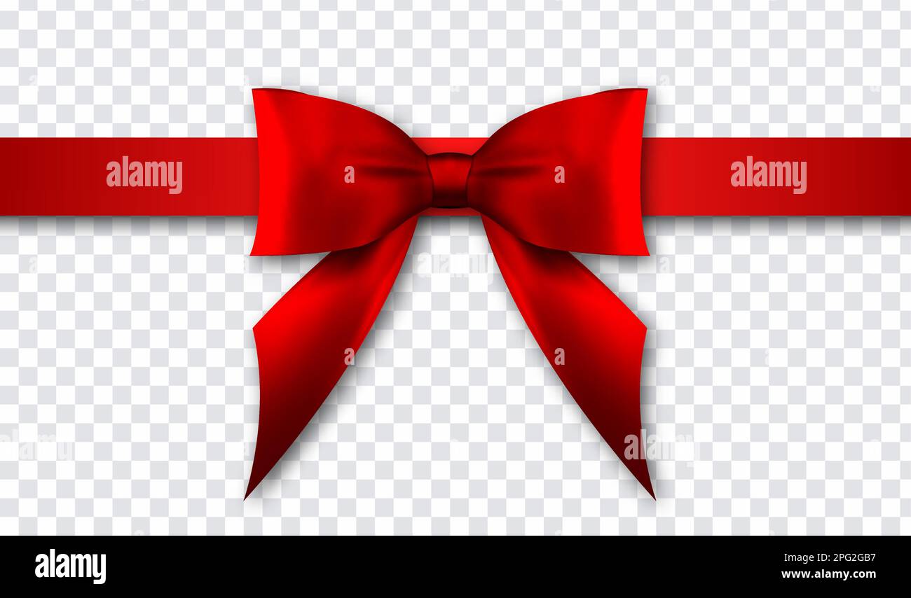 Realistic red bow and ribbon isolated on transparent background ...
