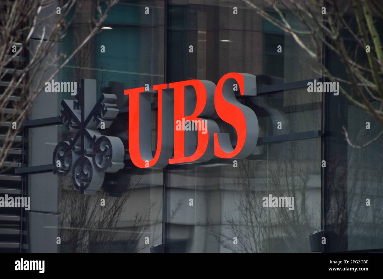 London, England, UK. 20th Mar, 2023. General view of UBS UK offices in ...