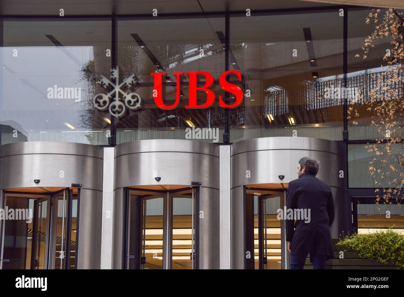 London, England, UK. 20th Mar, 2023. General view of UBS UK offices in ...