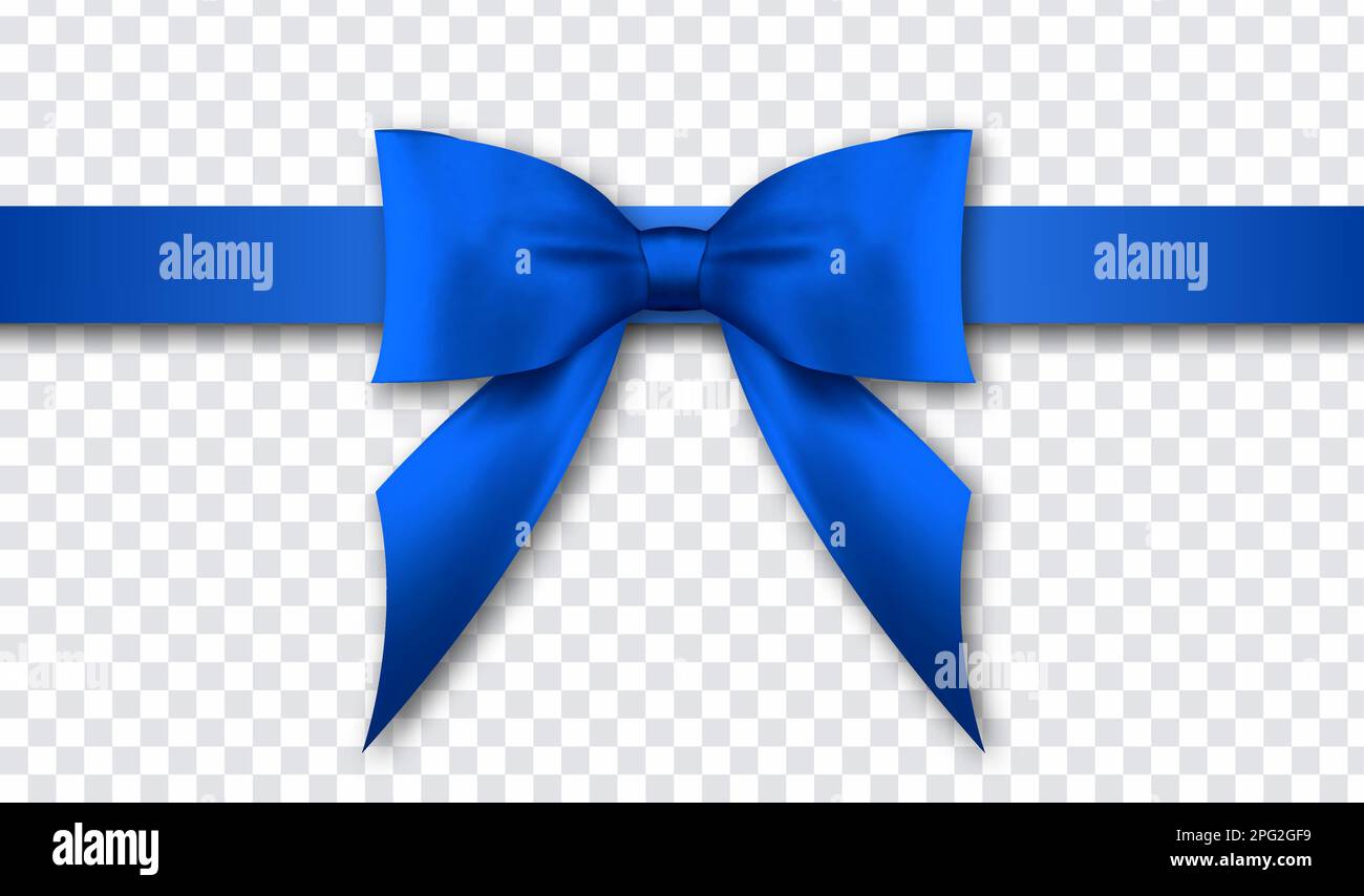 Realistic blue bow and ribbon isolated on transparent background ...