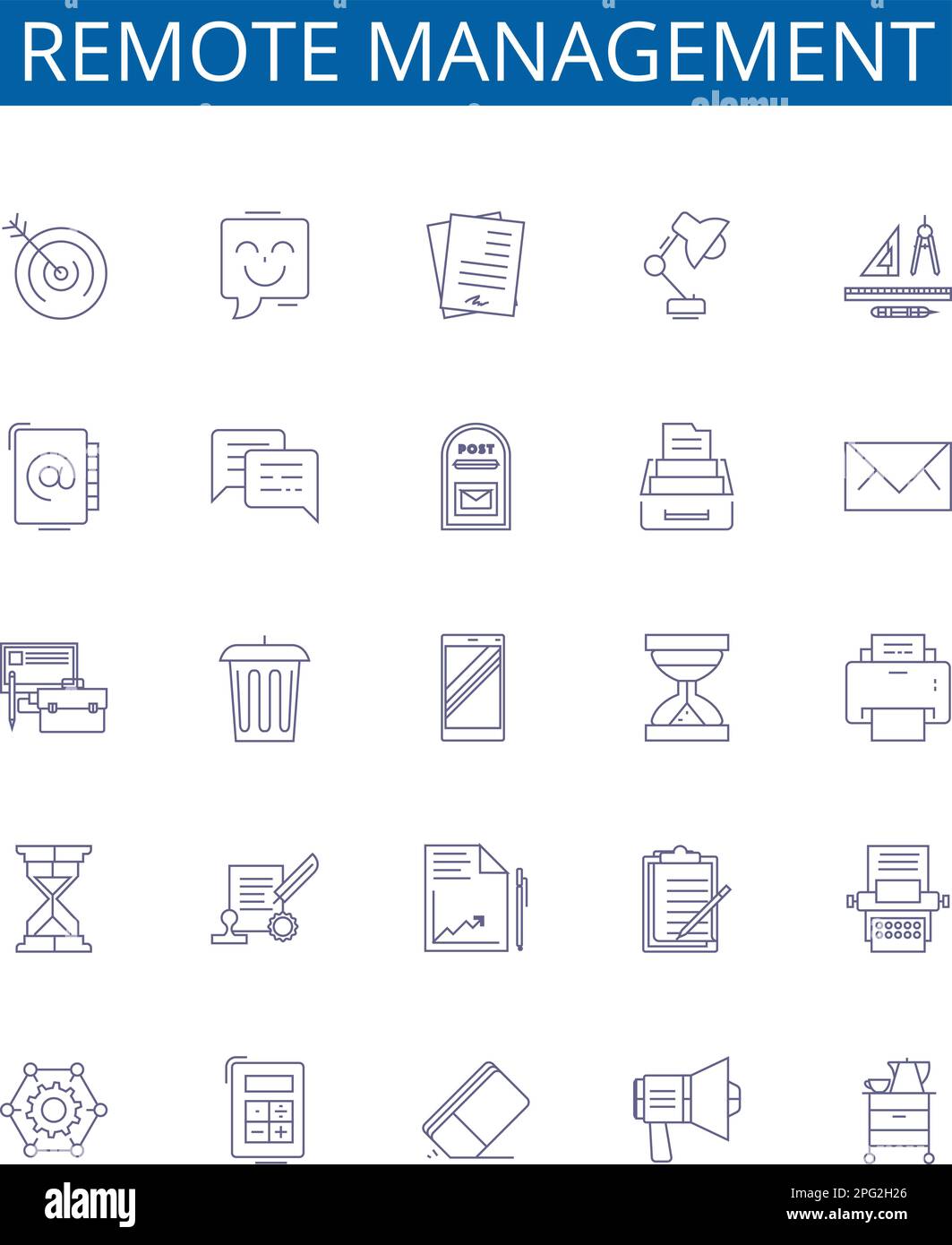 Remote management line icons signs set. Design collection of Remote, Management, Control, Access ...