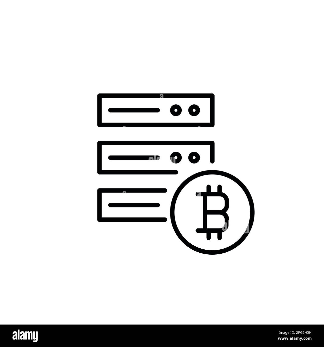 Bitcoin mining servers. Blockchain cryptocurrency. Pixel perfect, editable stroke line icon ...