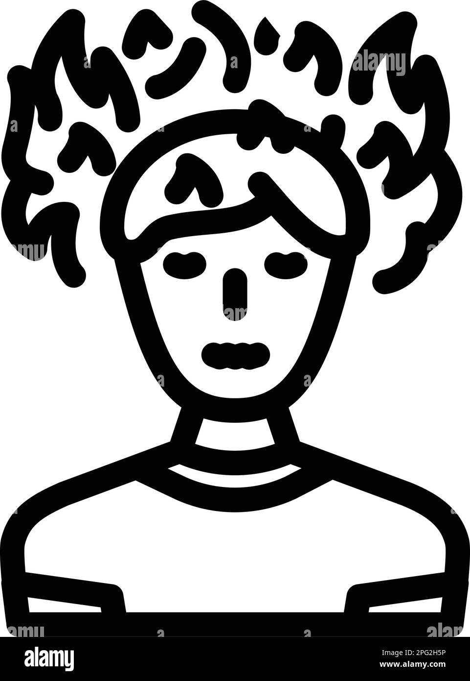 angry person stress headache line icon vector illustration Stock Vector ...