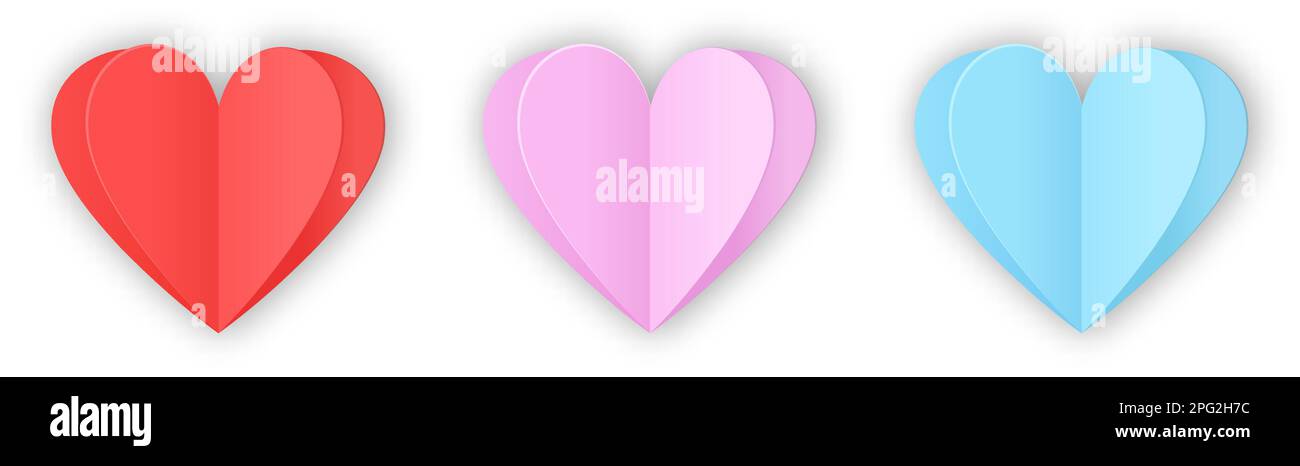 Vector colorful paper heart set isolated on white background ...