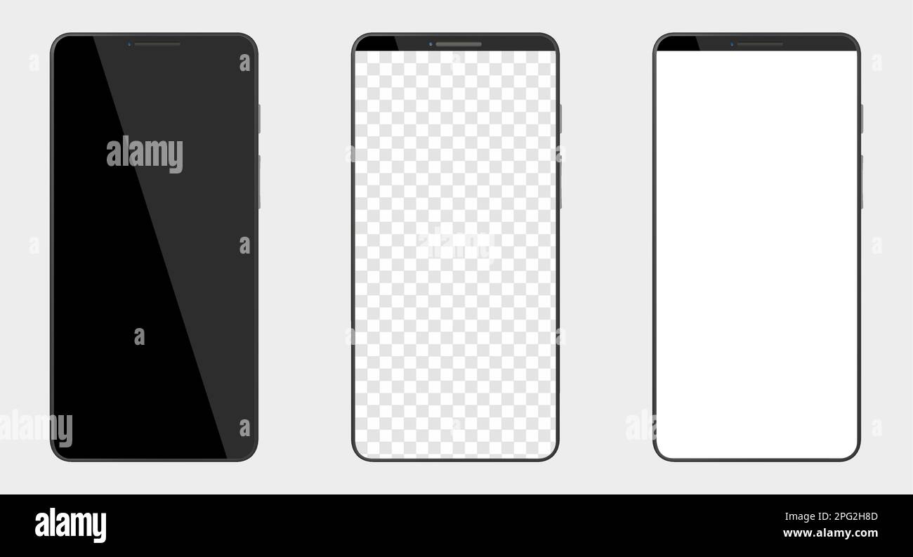 Set of realistic smartphone mockup with blank screen. Phone display ...