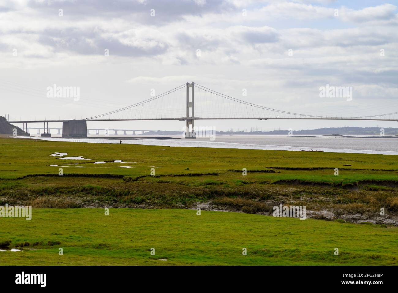 English side of the Severn Bridge across the River Severn, South ...