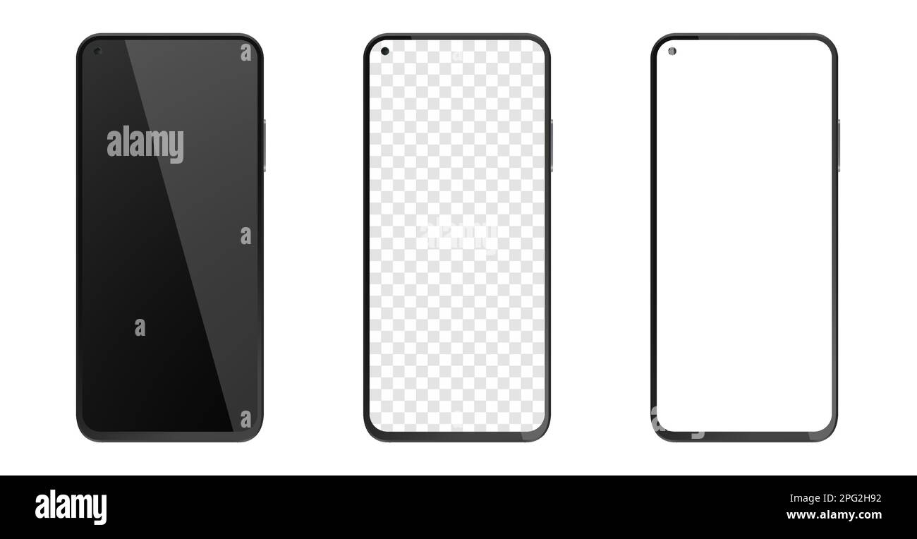 Set of realistic smartphone mockup with blank screen. Phone display ...