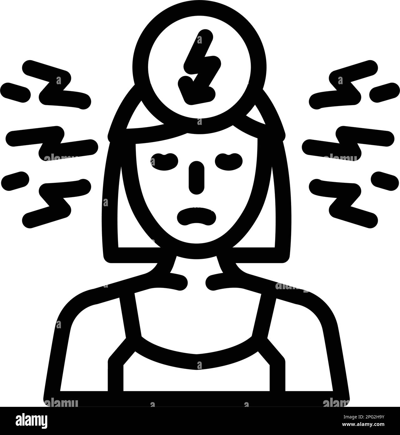 woman stress headache line icon vector illustration Stock Vector Image ...