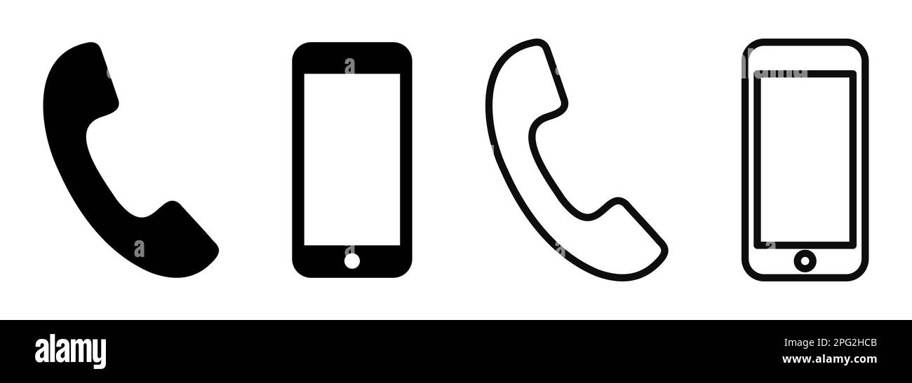 Ringing phone simple icon set. Smartphone ringing. Phone sign. Vector ...