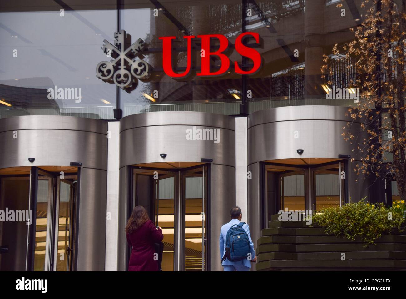 London, England, UK. 20th Mar, 2023. General view of UBS UK offices in ...