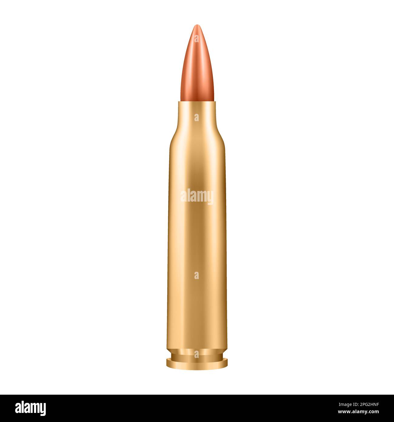 Metal bullet isolated on white background for automatic rifles. Bullet ...