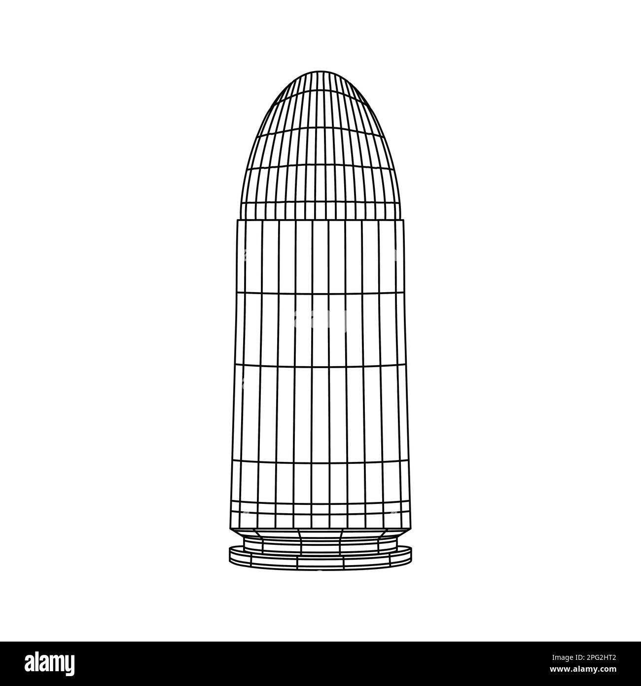 Gun bullet vector isolated illustration. 9 mm. bullet wireframe Stock ...