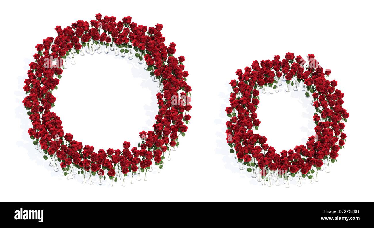 Concept or conceptual set of beautiful blooming red roses bouquets ...