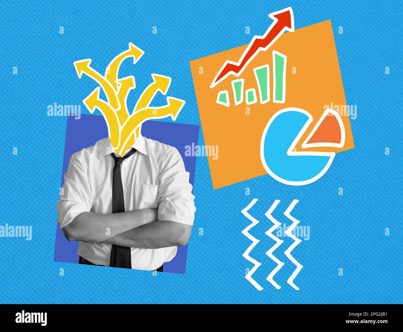 Art collage with unrecognizable man and financial charts. Idea ...