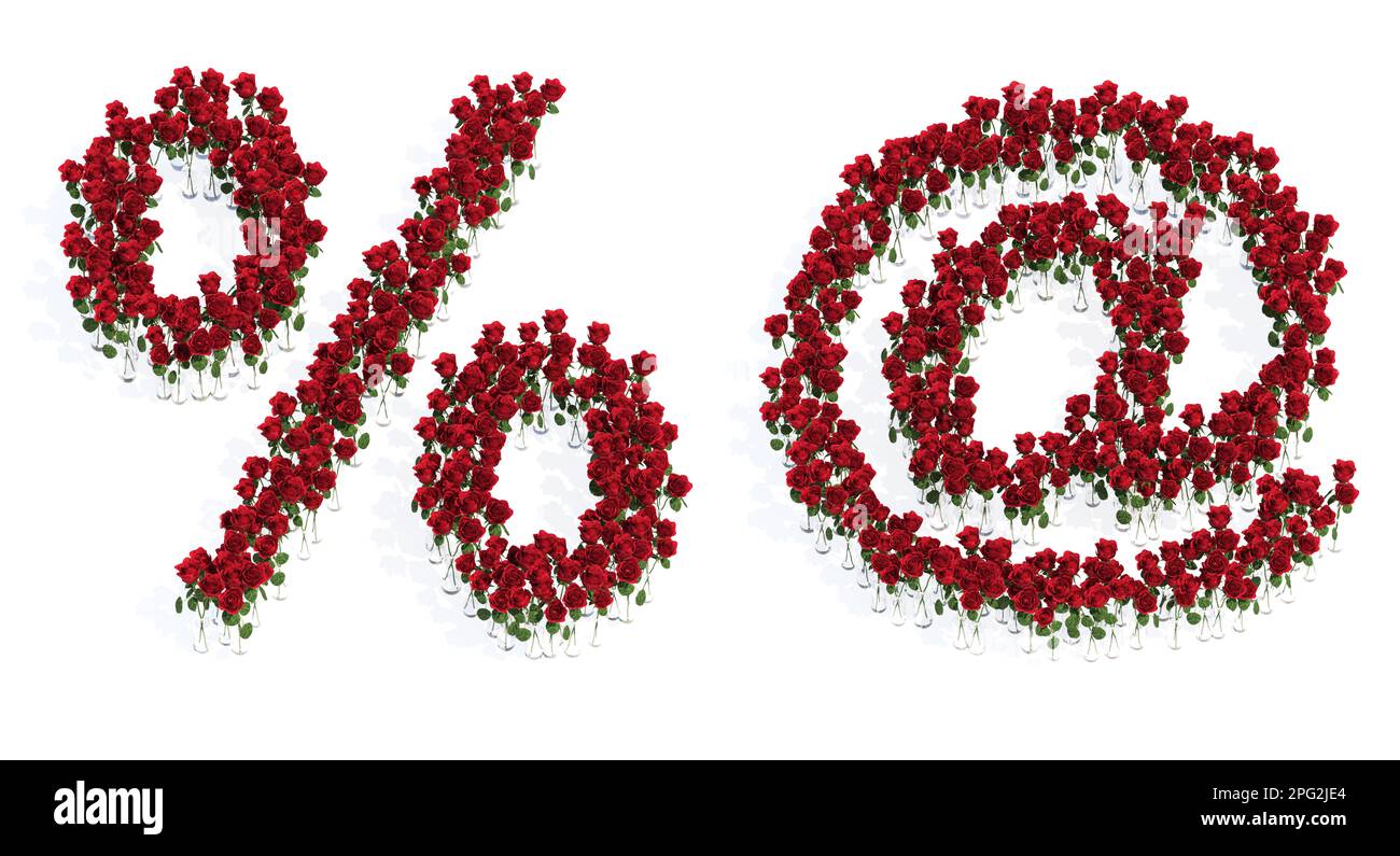 Concept or conceptual set of beautiful blooming red roses bouquets ...