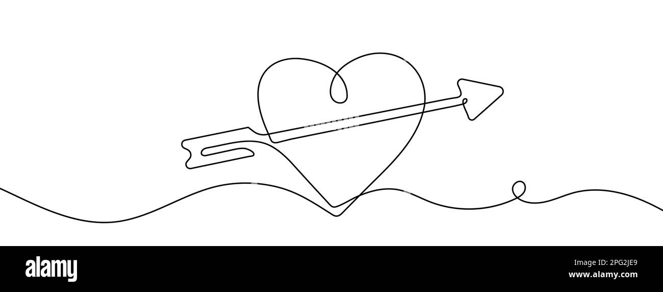 Heart. Abstract love symbol. Continuous line art drawing vector ...