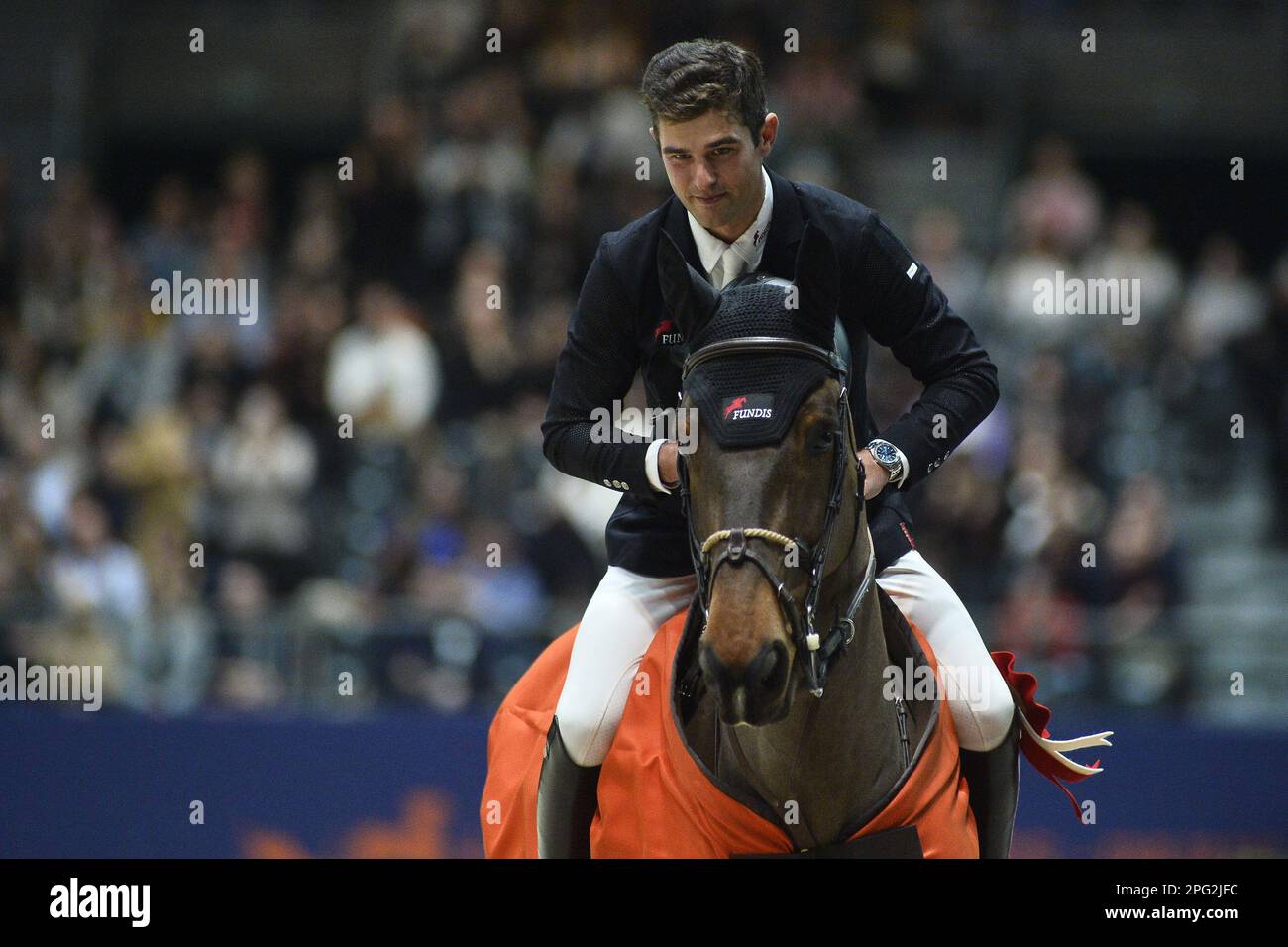 Victor Bettendorf (LUX) riding Mr. Tac during the Saut Hermes 2023 ...