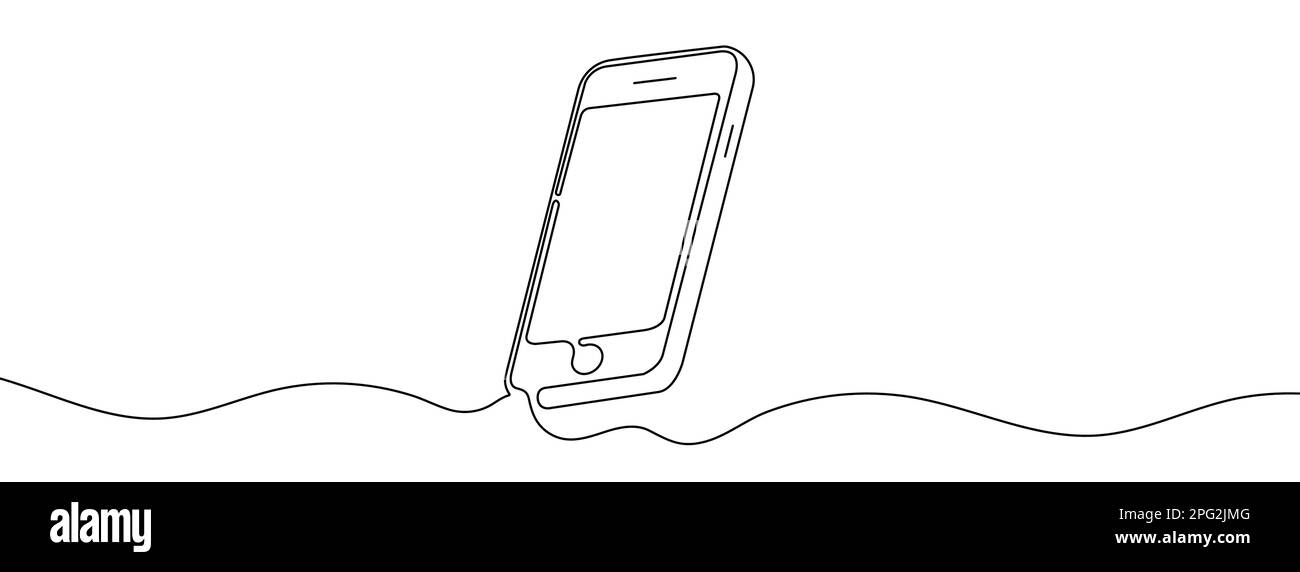 Continuous one line drawing smartphone, gadget. Stock vector ...